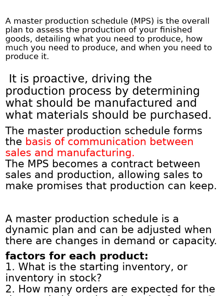 Master Production Scheduling | PDF | Business | Economies