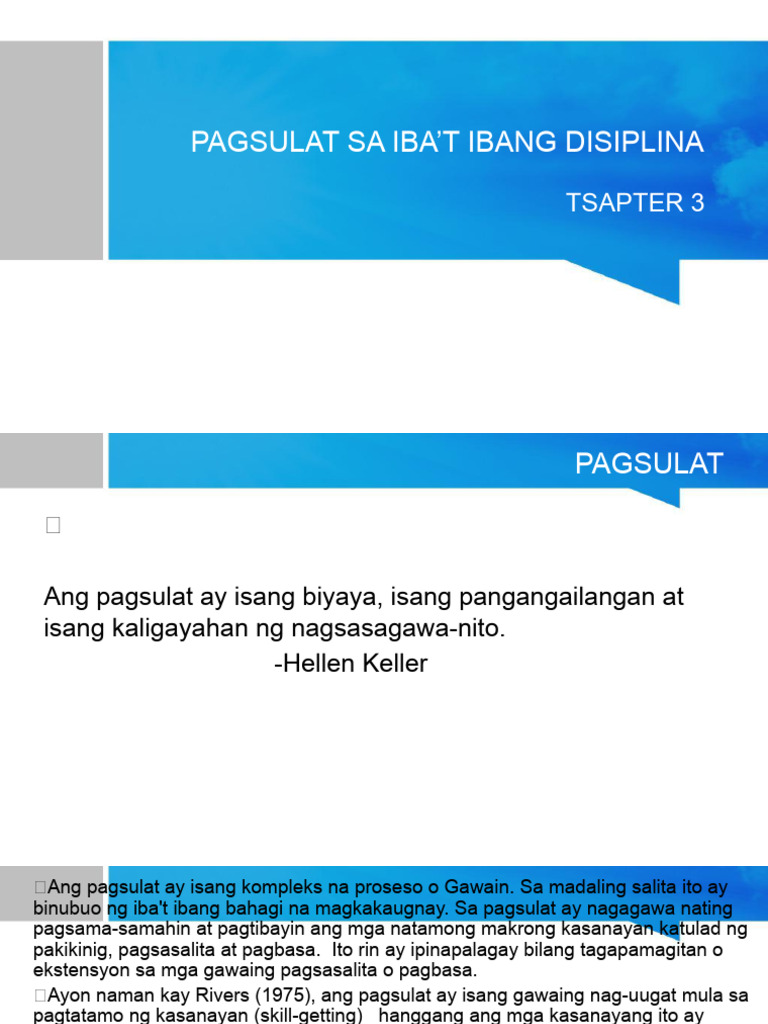Pagsulat Sa Iba T Ibang Disiplina Tsapter 3 1 | PDF