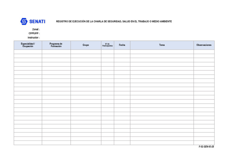 Formato Registro de Ejecución Charla 5 Min - 202510 | PDF