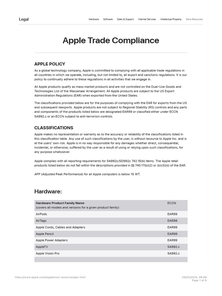 Apple Trade Compliance Overview | PDF | I Pad | Apple Inc.