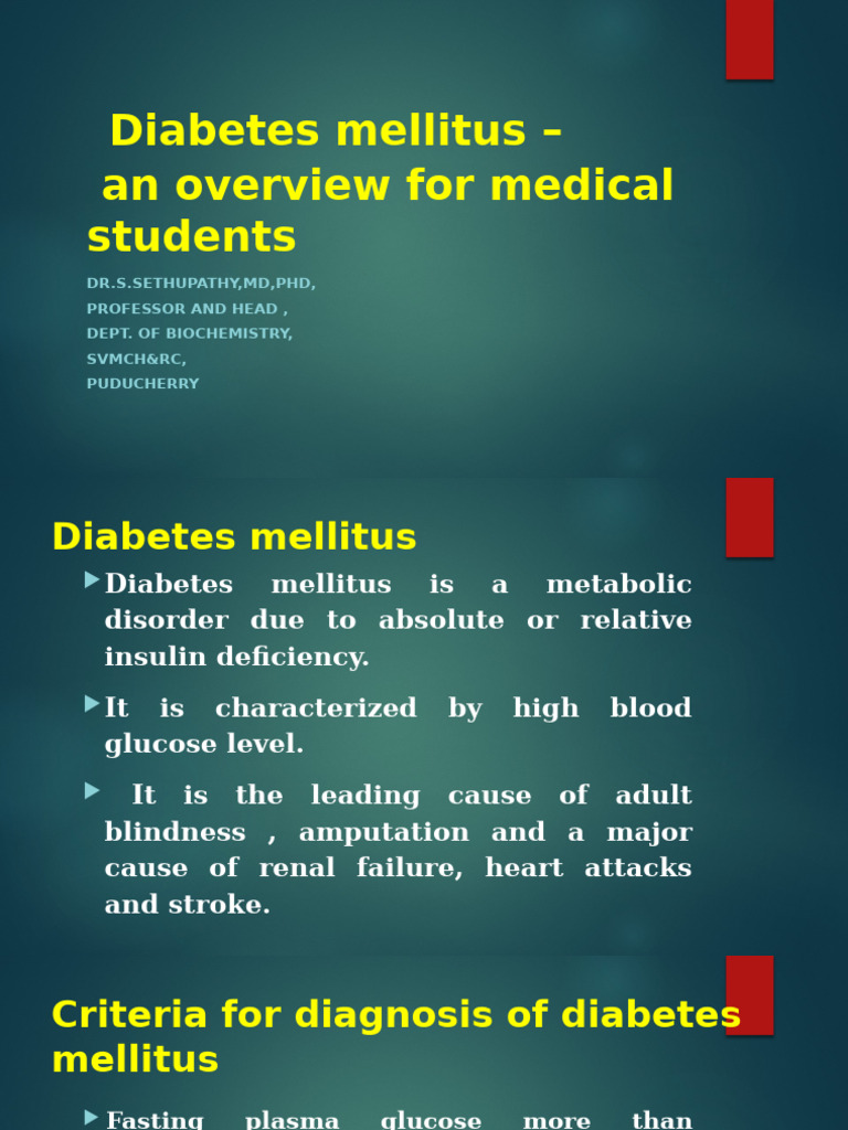 Diabetes Mellitus Overview for Students | PDF | Diabetes | Ketosis