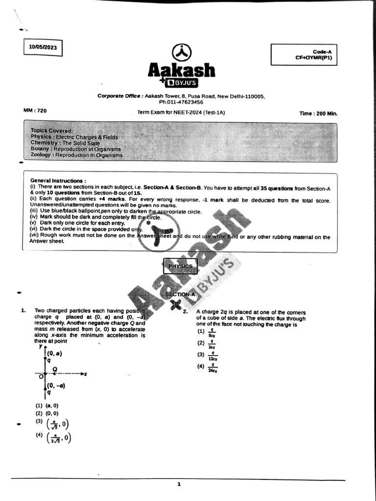 Term Test Electric Field | PDF | Electric Field | Sphere