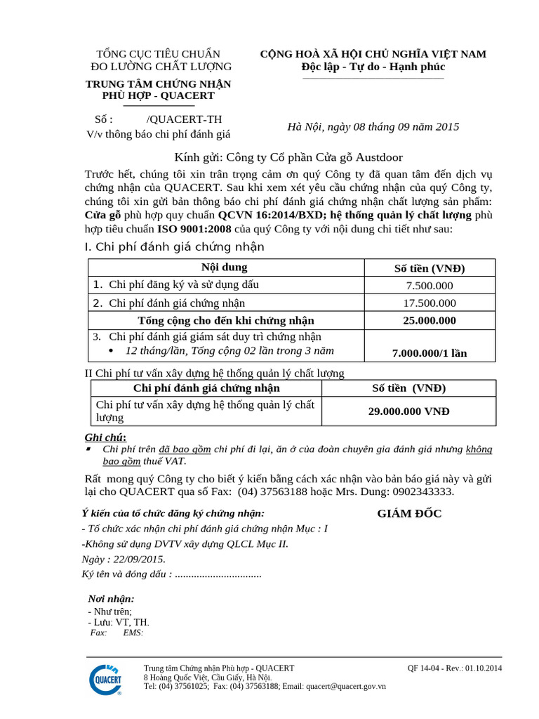QF 14-04 Bao Gia Cua Go Ausdoor - 1 | PDF