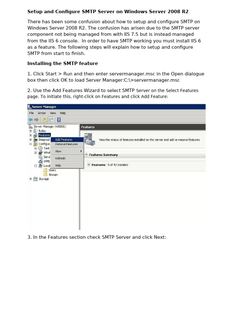 Setup and Configure SMTP Server On Windows Server 2008 R2 | PDF ...