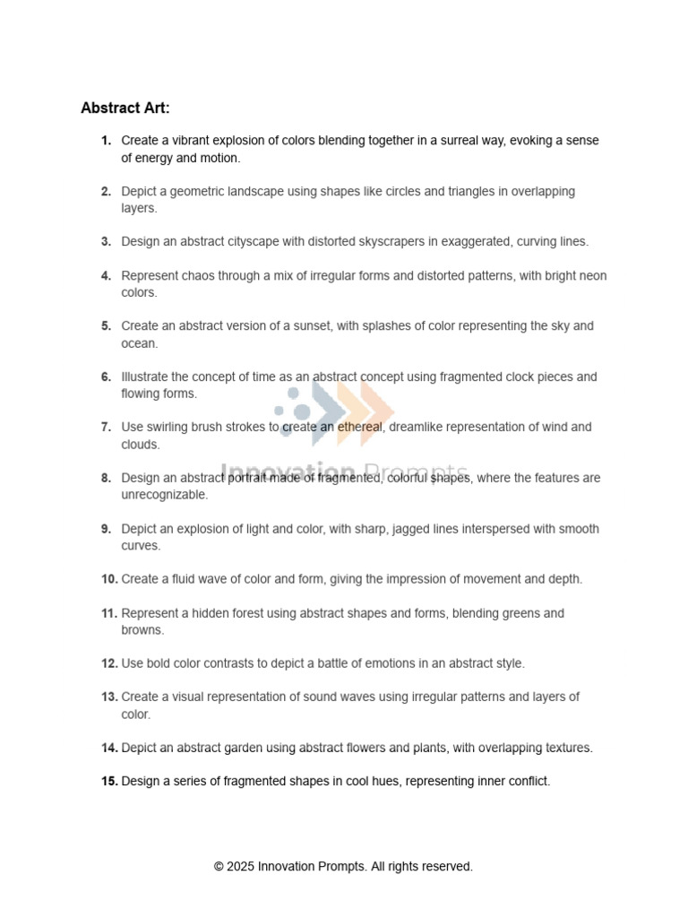 80 Creative Abstract Art Prompts | PDF | Abstract Art | Shadow