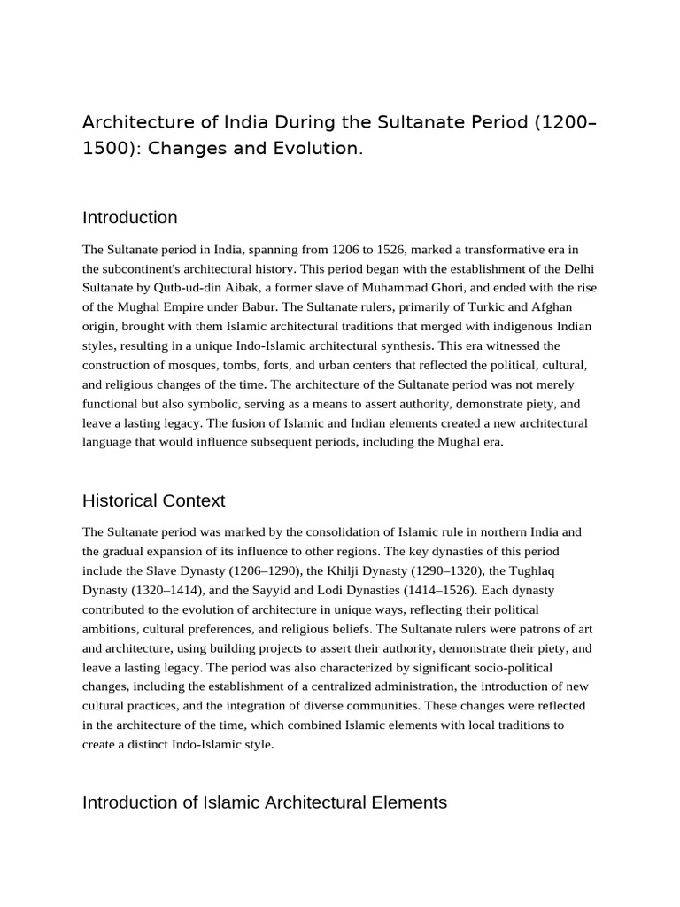 Innovations in Sultanate Architecture | PDF | Mosque | Architectural Design