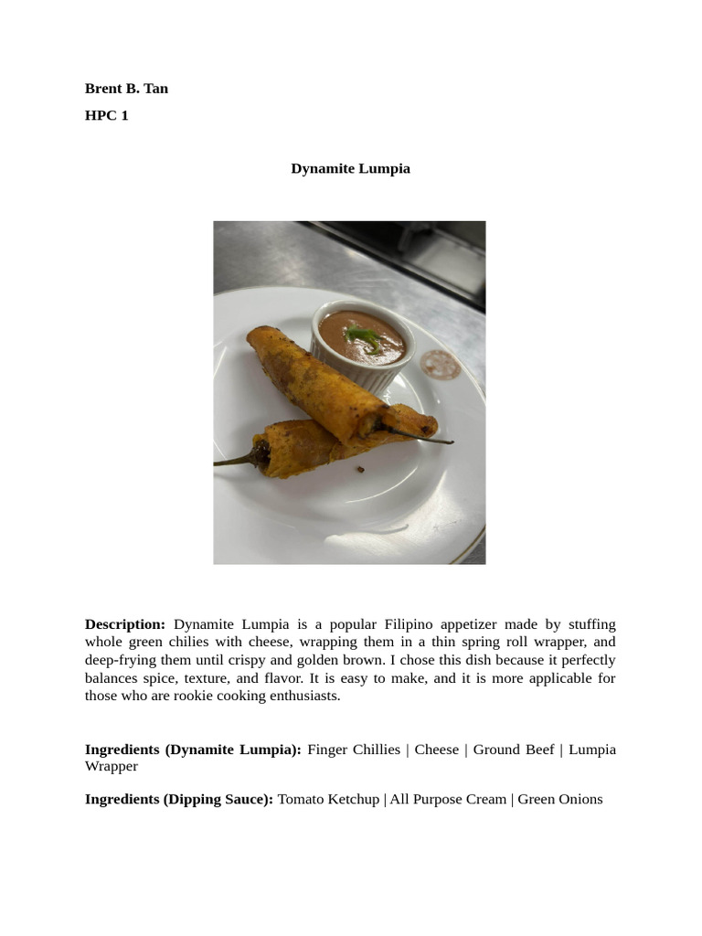 Easy Dynamite Lumpia & Sour Cream Salad | PDF