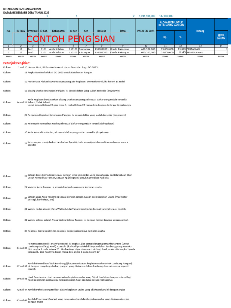 Form Pendataan Ketahanan Pangan Tematik Desa 2025 - Baru | PDF