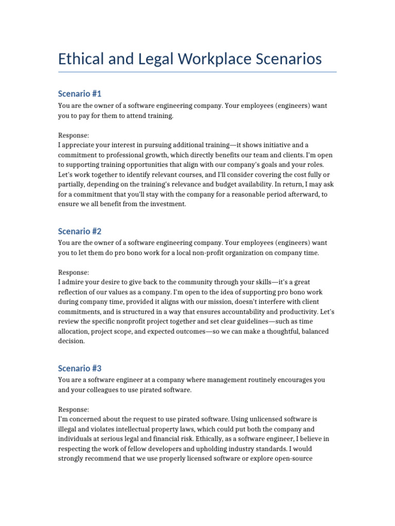 Ethical and Legal Workplace Scenarios | PDF