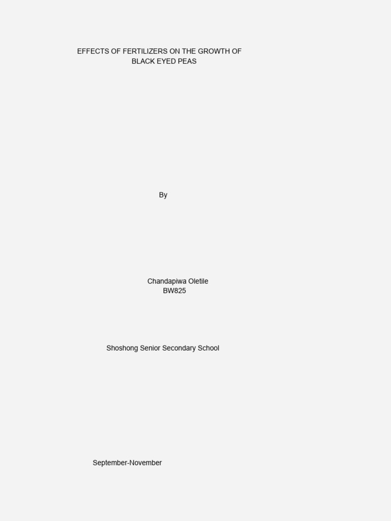 Agriculture Project (CHANDAPIWA OLETILE) | PDF | Fertilizer | Soil