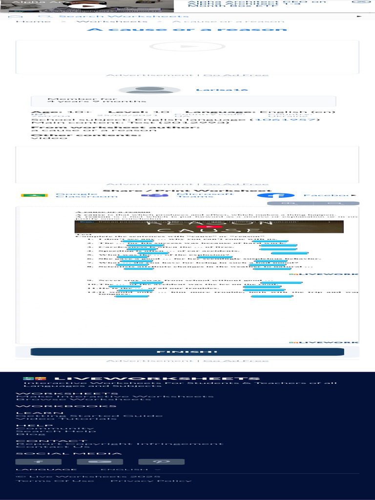 760704 a Cause or a Reason Larisa16 LiveWorksheets | PDF