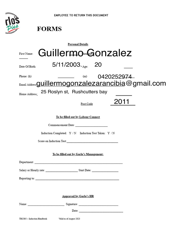 New Labour Hire Staff Member Form | PDF