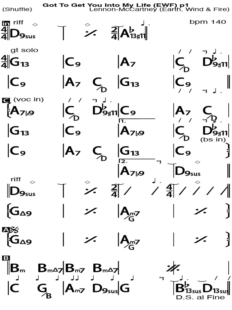 Got To Get You Into My Life (EWF) p1 | PDF