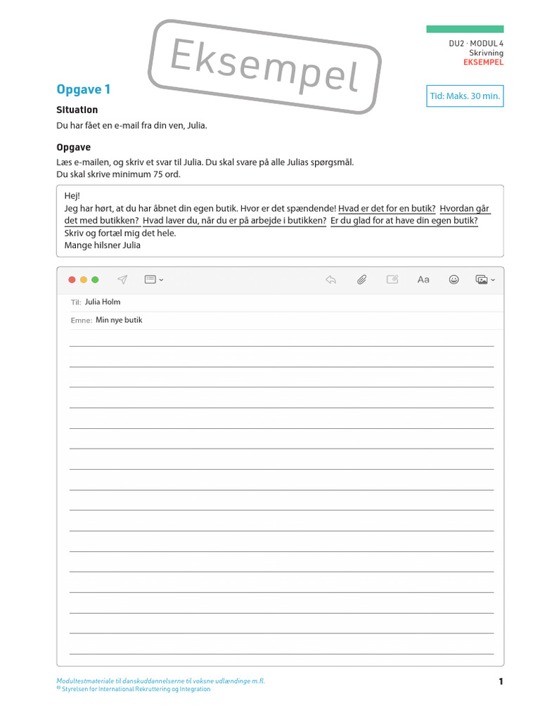 Eksempel Skrivning Opgave 1 Du2m4 PDF | PDF