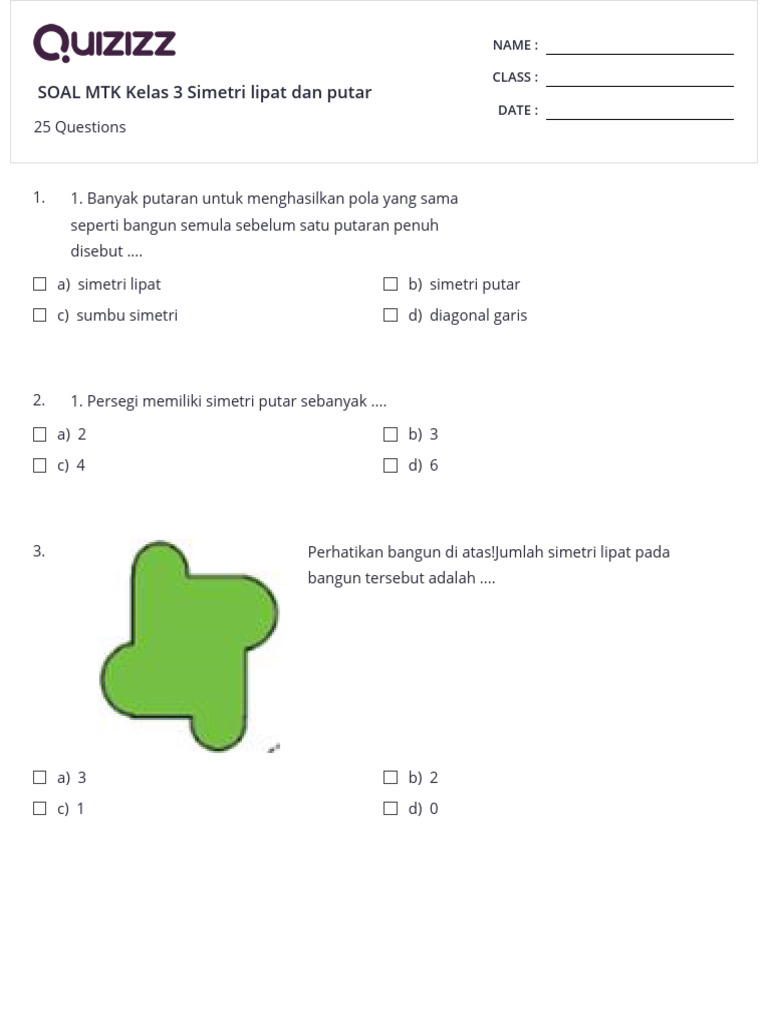 Share Soal Latihan Simetri Lipat Dan Putar | PDF