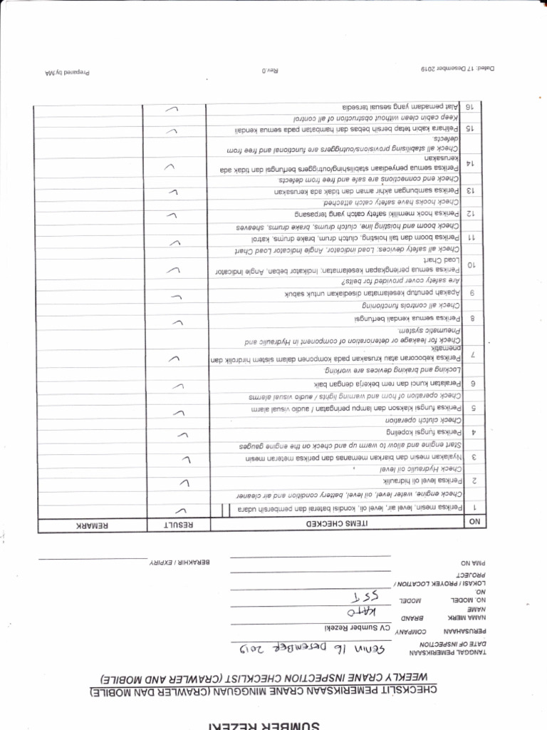 Checklist Alat | PDF