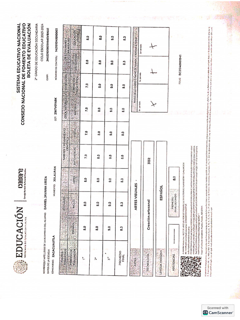 Daniel Javana Uriza - Boleta | PDF