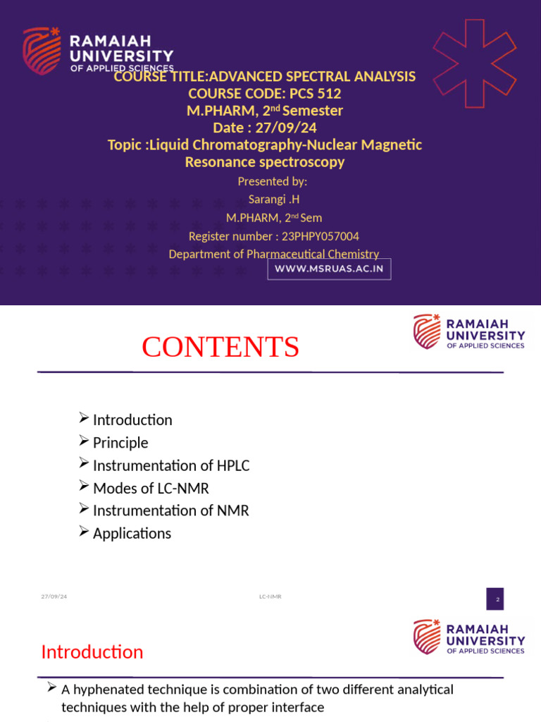 LC-NMR | PDF | High Performance Liquid Chromatography | Chromatography