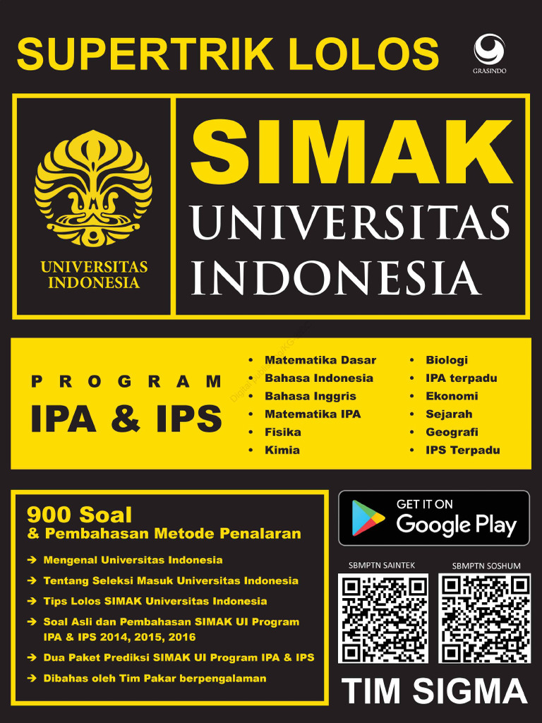 Supertrik Lolos SIMAK UI Program IPA & IPS - Tim Sigma | PDF