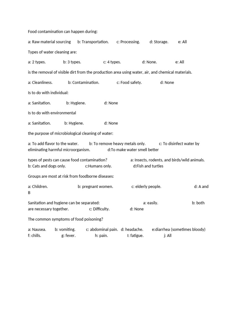 Understanding Food Contamination Risks | PDF