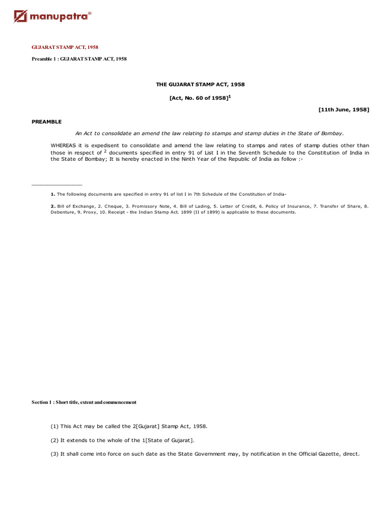 Gujarat Stamp Act | PDF | Mortgages | Securities (Finance)