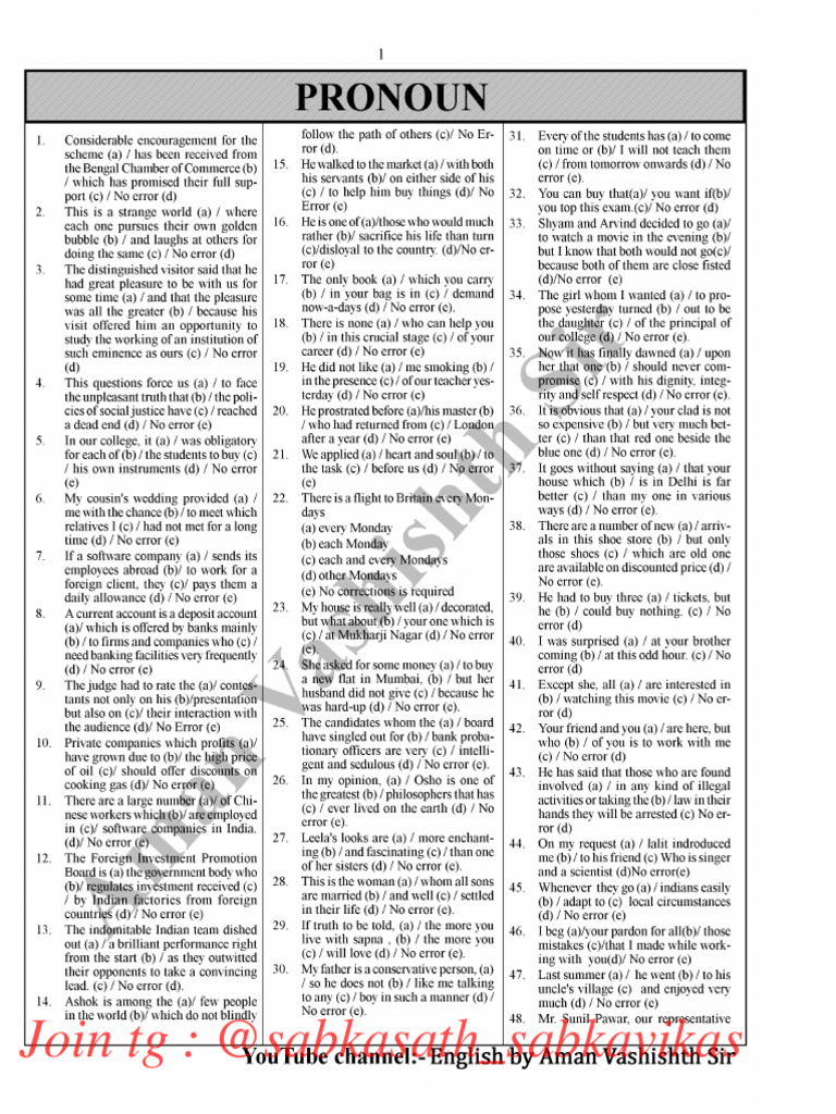 PRONOUN ( ERROR PRO ) | PDF