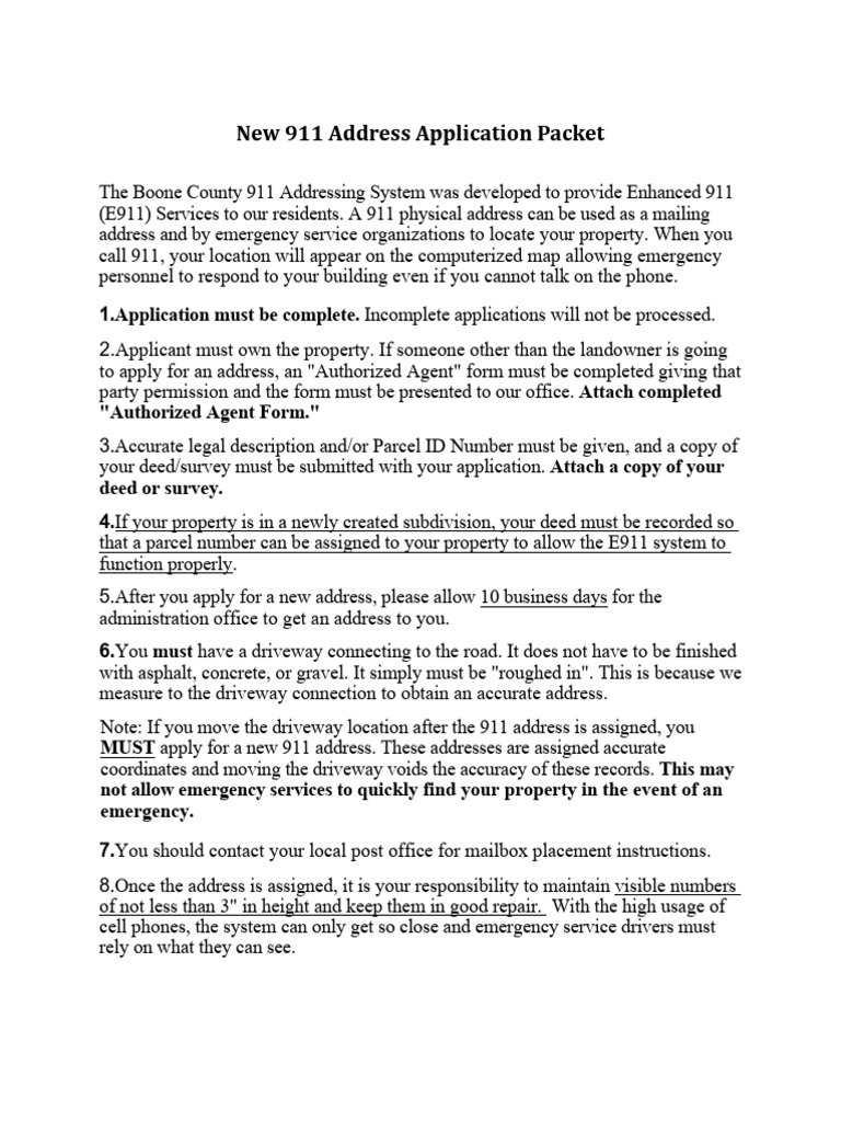 911 Address Application | PDF