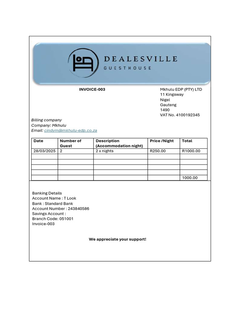 Dealesville Guest-Invoice-003 | PDF