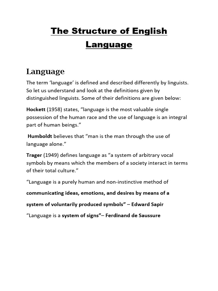 The Structure of English Language | PDF | Part Of Speech | Adverb