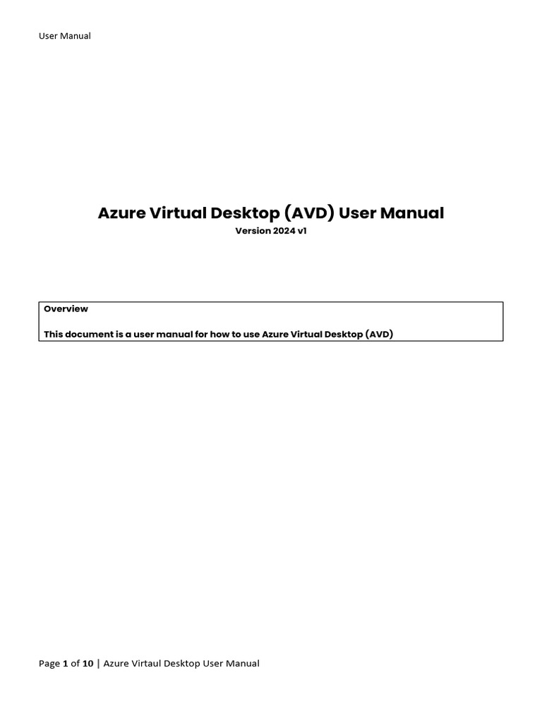 Azure Virtual Desktop User Manual | PDF | Mobile App | Remote Desktop ...
