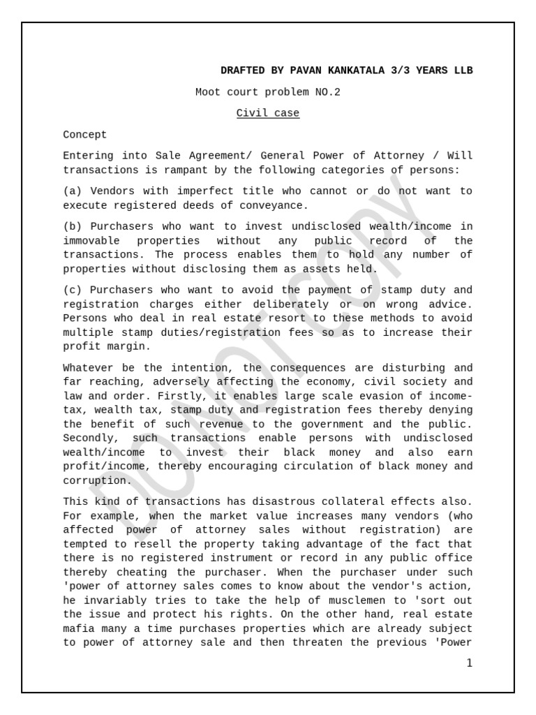 Moot Court Civil Case Problem 2 | PDF | Taxes | Judgment (Law)