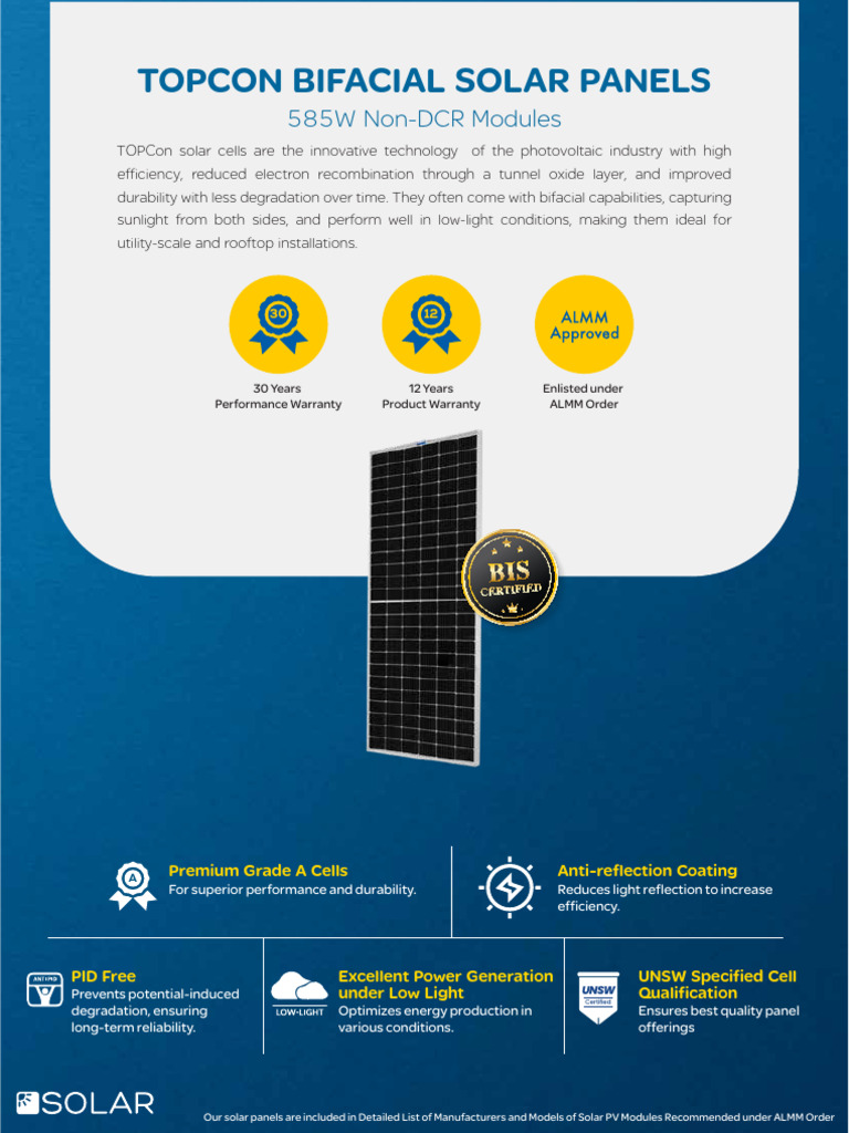585W TOPCon Bifacial Solar Panel Data | PDF | Solar Panel | Power Supply