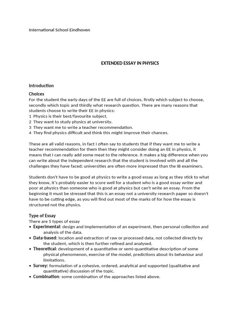 Extended Essay in Physics | PDF | Essays | Critical Thinking