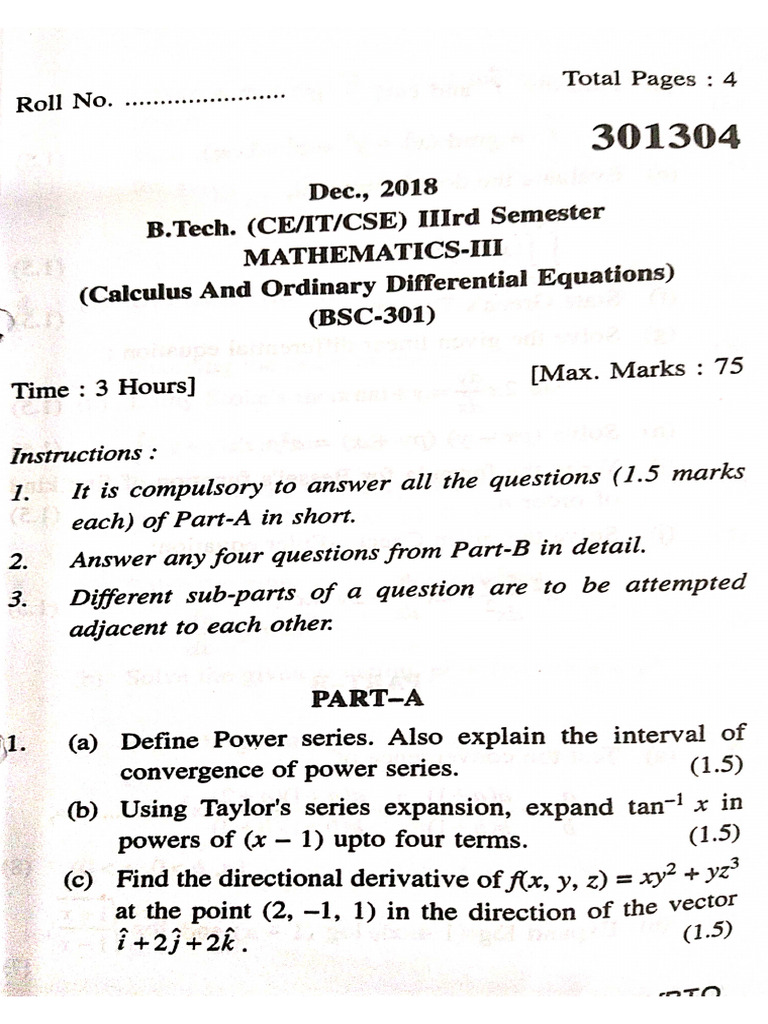 Previous Year Question Paper of M.3 | PDF