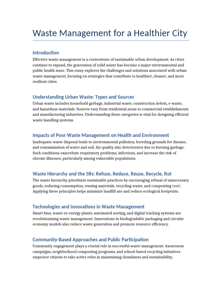 Urban Waste Management Strategies | PDF | Waste Management | Waste