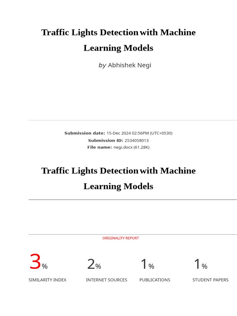 Traffic Lights Detection With Machine Learning Models Pdf