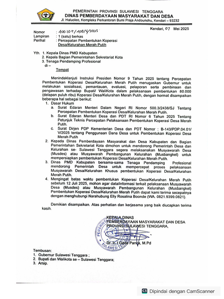 Surat Percepatan Pemb. KMP | PDF