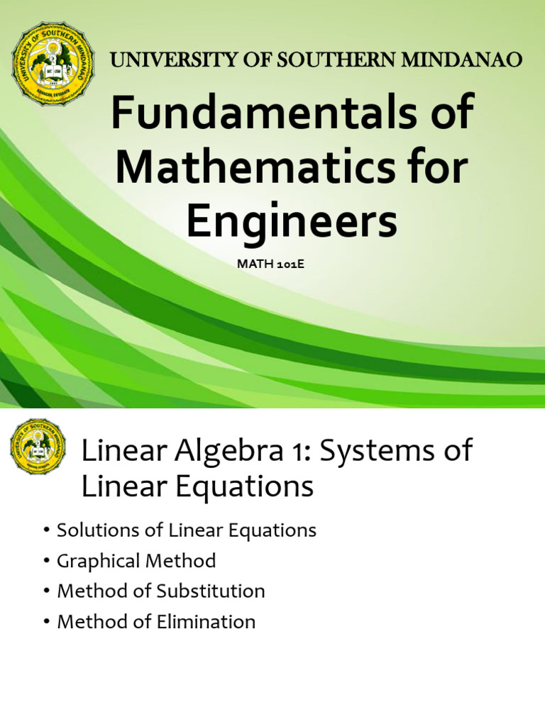 Module 4 Linear Algebra 1 | PDF | Equations | System Of Linear Equations