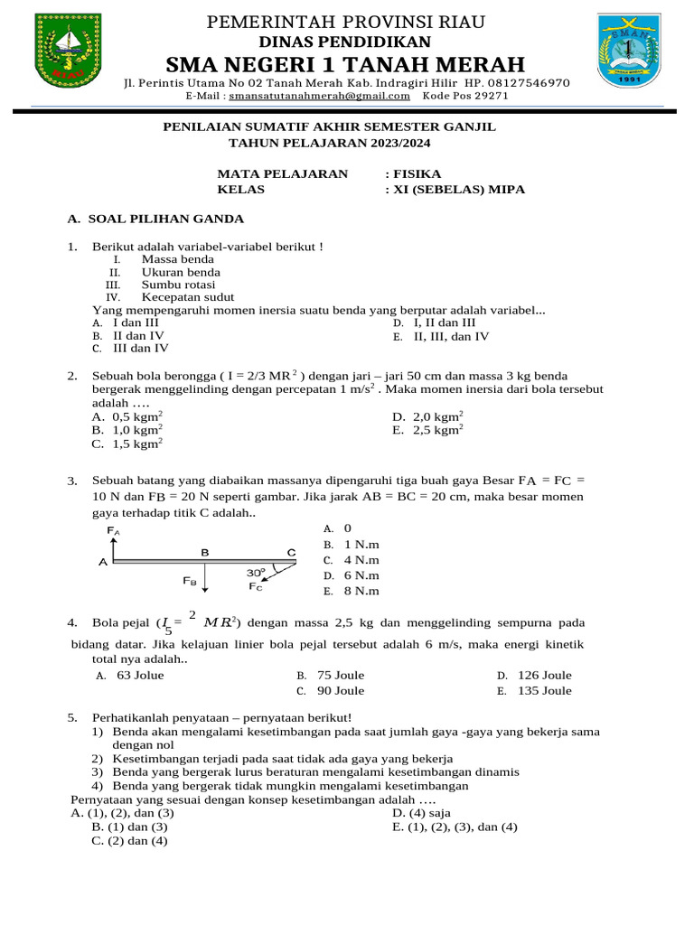 Penilaian Sumatif Akhir Semester Ganjil 2023 | PDF