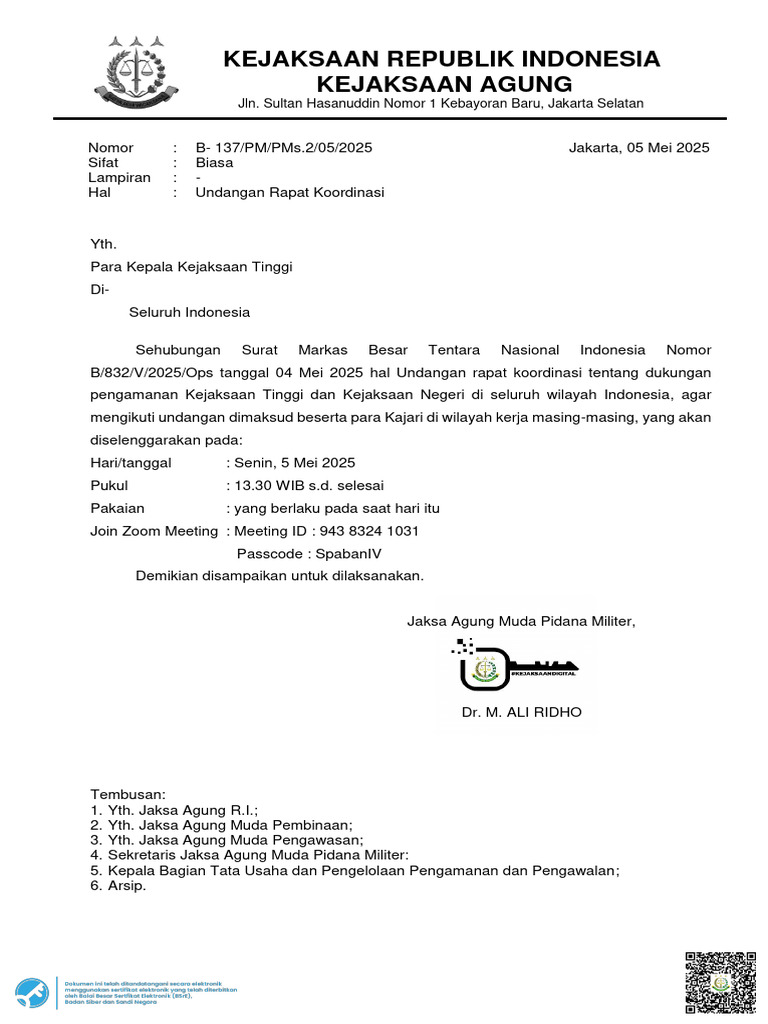 Undangan Rapat Koordinasi | PDF