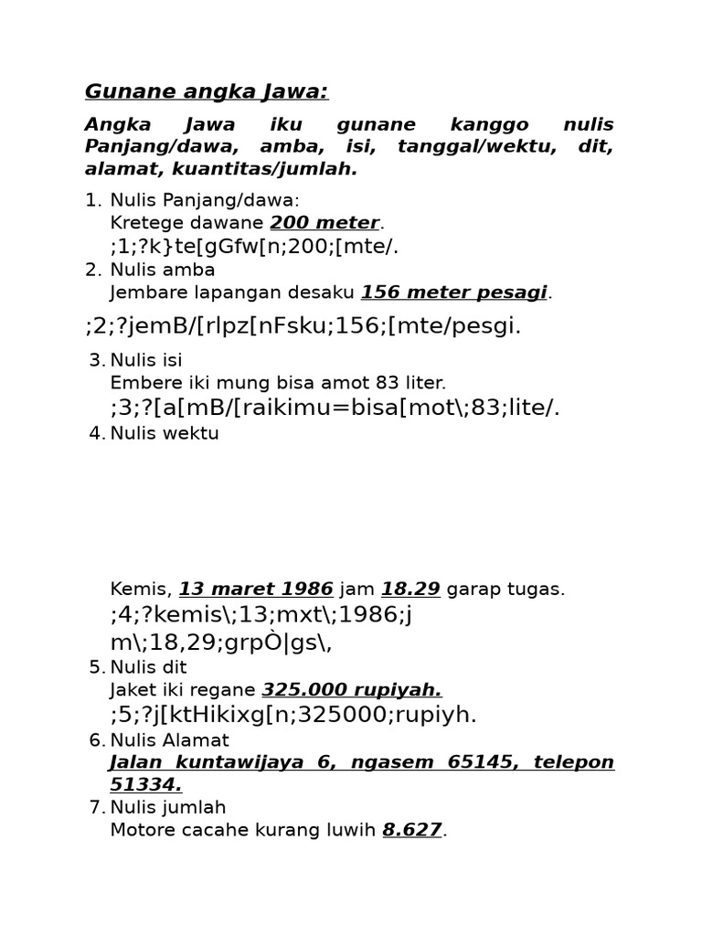 Penggunaan Angka Jawa 2025 | PDF