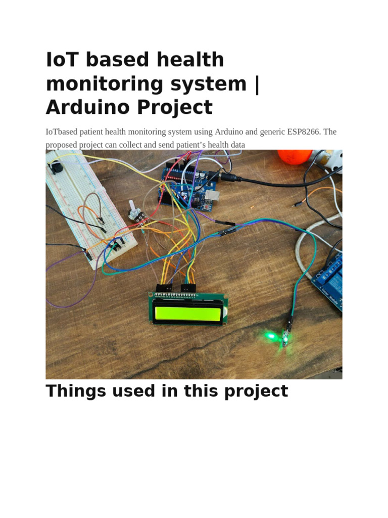 IoT Based Health Monitoring System | PDF | Arduino | Monitoring (Medicine)