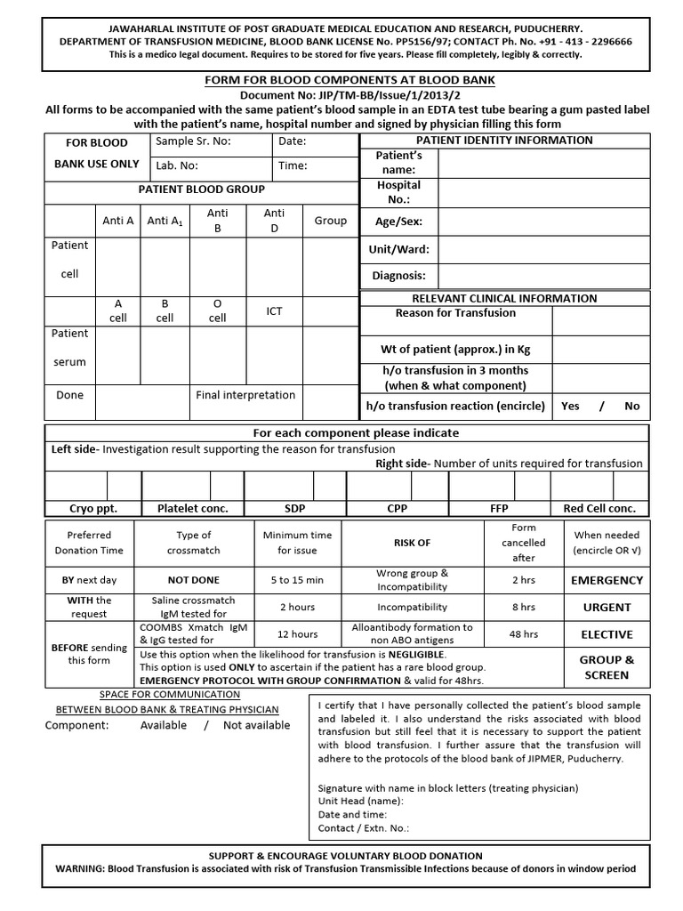 TM Form 1 Blood Requisition Form | PDF | Blood Transfusion | Blood Type