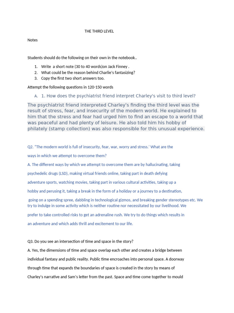 Notes - The Third Level 3 | PDF