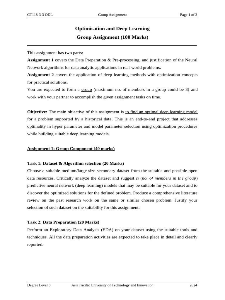 Deep Learning Model Optimization Assignment | PDF | Deep Learning | Mathematical Optimization