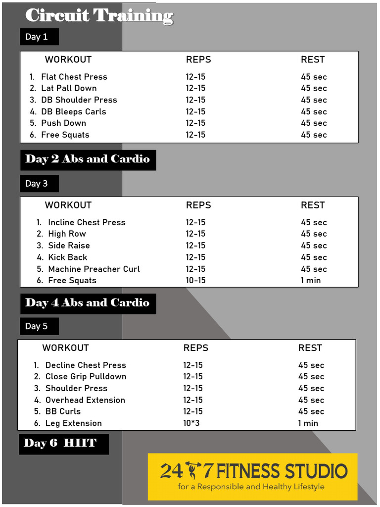 Circuit Training Workout Plan | PDF