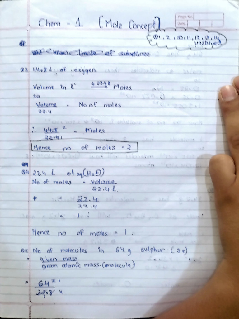 Chemistry Assignment 1 (Chapter 1) | PDF | Mole (Unit) | Chemical Physics