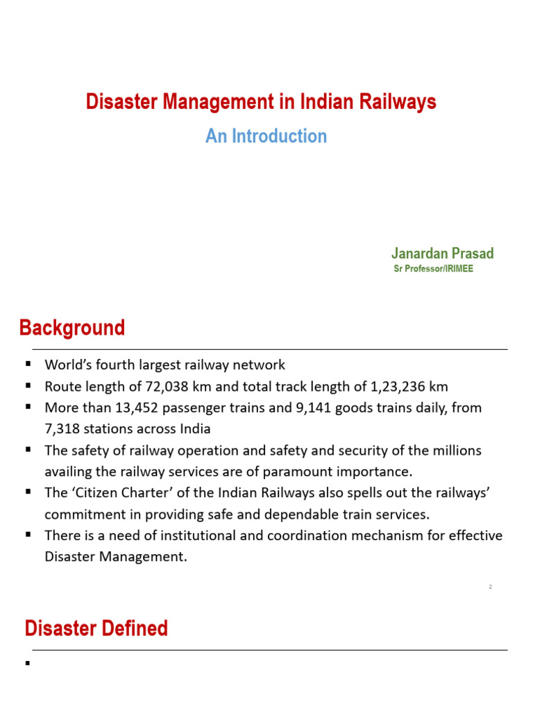 Disaster Management in Indian Railway | PDF | Emergency Management ...