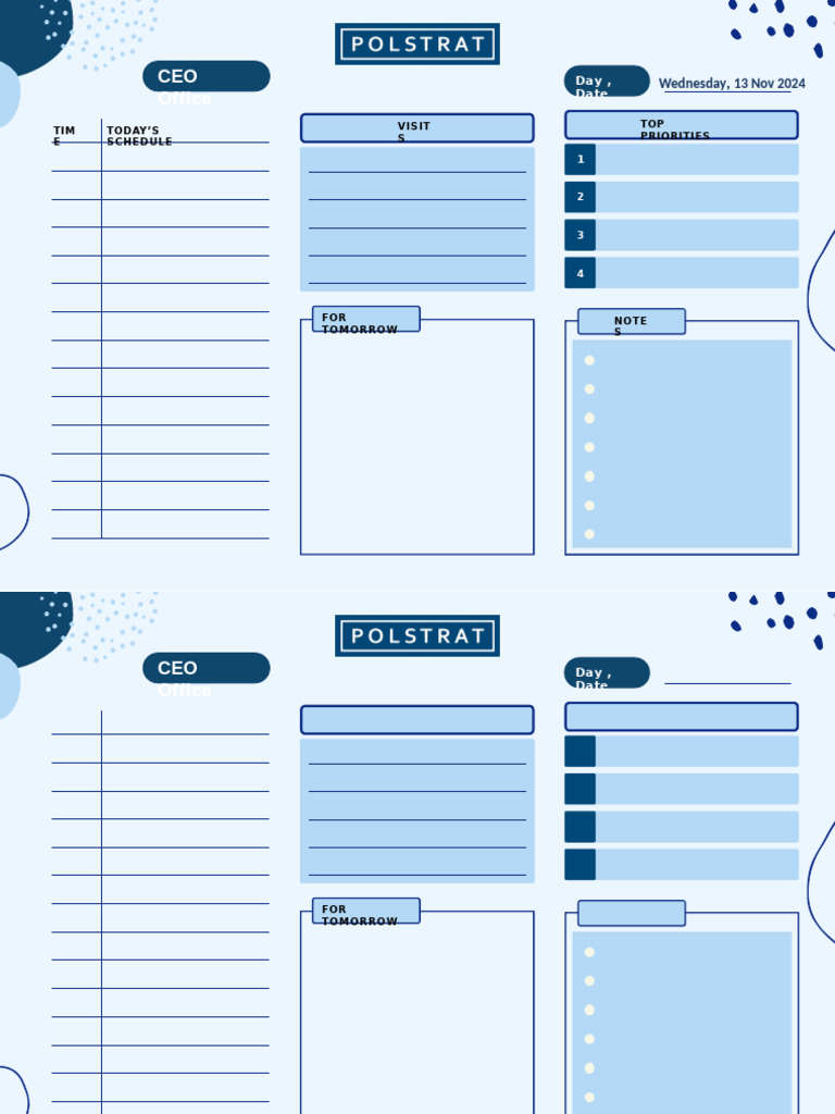 CEO Daily Schedule Template | PDF