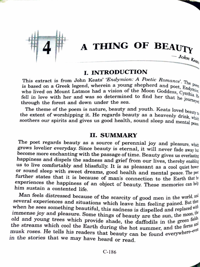 A Thing of Beauty by John Keats | PDF | Beauty | John Keats